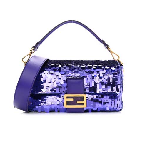 FENDI Sequin Pailettes Baguette Viola Purple Rain - BestLuxuryBags.com